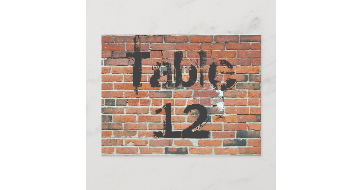 Red Brick Graffiti Reception Table Numbers | Zazzle