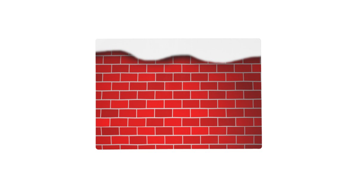 Red Brick with Snow Drift - Snowy Top Placemat | Zazzle