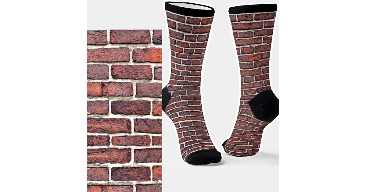 Red Bricks Masonry Wall - Colorful Illusion Socks | Zazzle