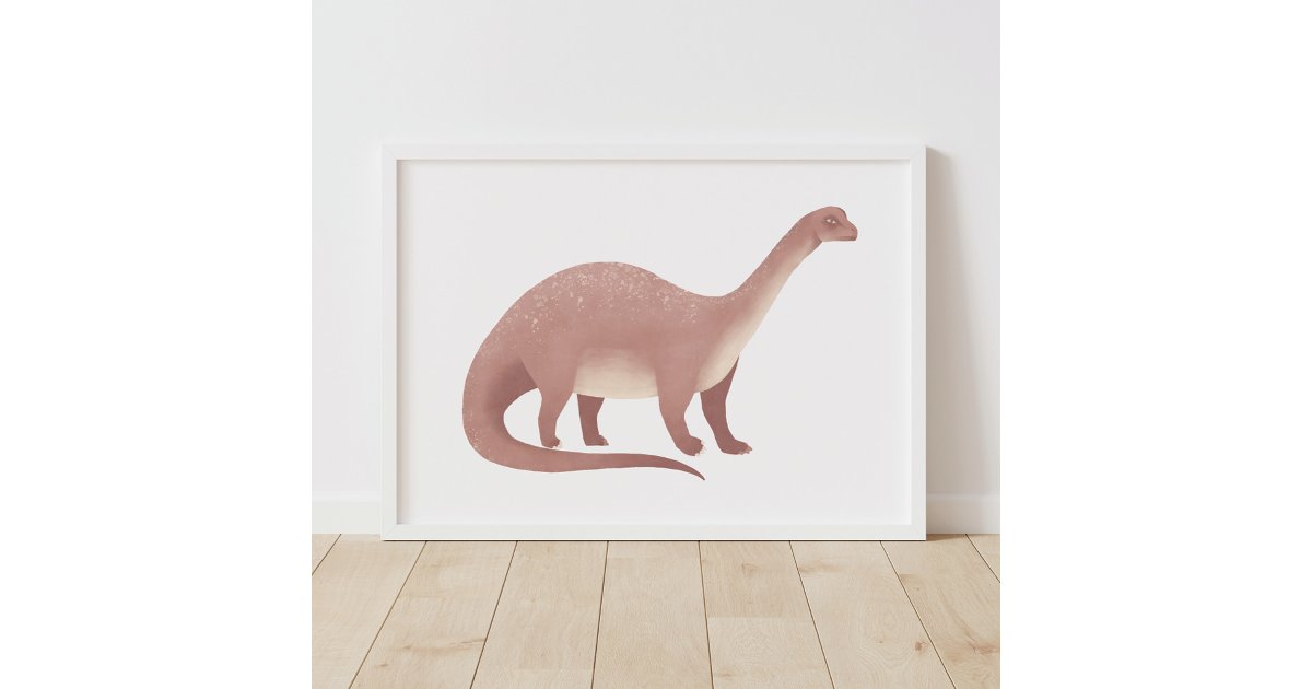 Red Brontosaurus Dinosaur Wall Art Poster | Zazzle