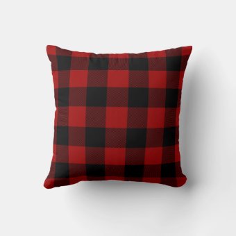 Red Buffalo Check Pattern Christmas Blessings Throw Pillow | Zazzle