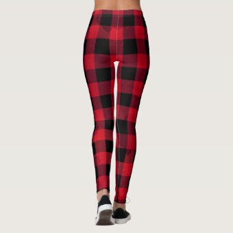 Red Buffalo Check Pattern Leggings | Zazzle