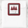 Red Buffalo Check Pine Trees Company Square Sticker | Zazzle