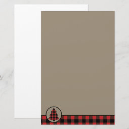 Red Buffalo Plaid Border Christmas Tree Stationery | Zazzle