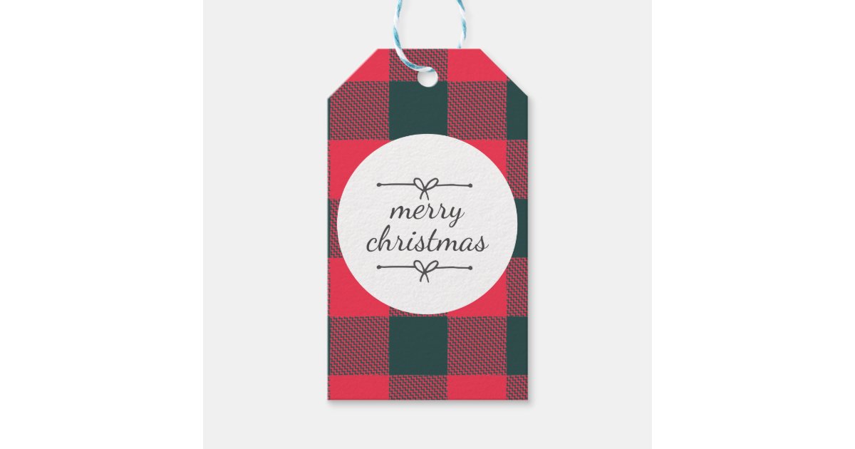 Red Buffalo Plaid Christmas Holidays Name Template Gift Tags | Zazzle