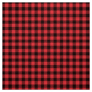 Rustic Red | Black Buffalo Check Plaid Pattern Fabric | Zazzle