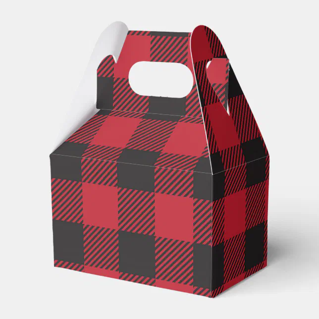 Red Buffalo Plaid Favor Box | Zazzle