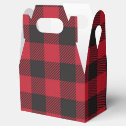 Red Buffalo Plaid Favor Box | Zazzle