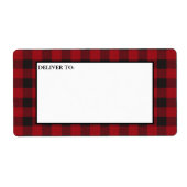 Red Buffalo Plaid Holiday Mailing Label | Zazzle