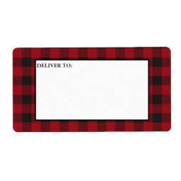 Red Buffalo Plaid Holiday Mailing Label | Zazzle