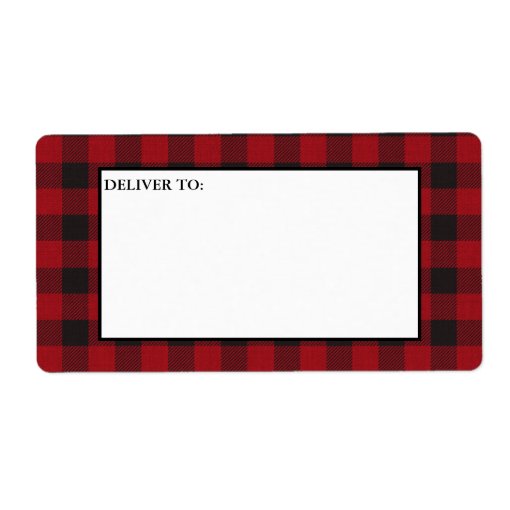 Red Buffalo Plaid Holiday Mailing Label | Zazzle