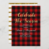 Red Buffalo Plaid Holiday Open House invite | Zazzle
