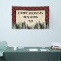 Red Buffalo Plaid Lumberjack Birthday Party Banner | Zazzle
