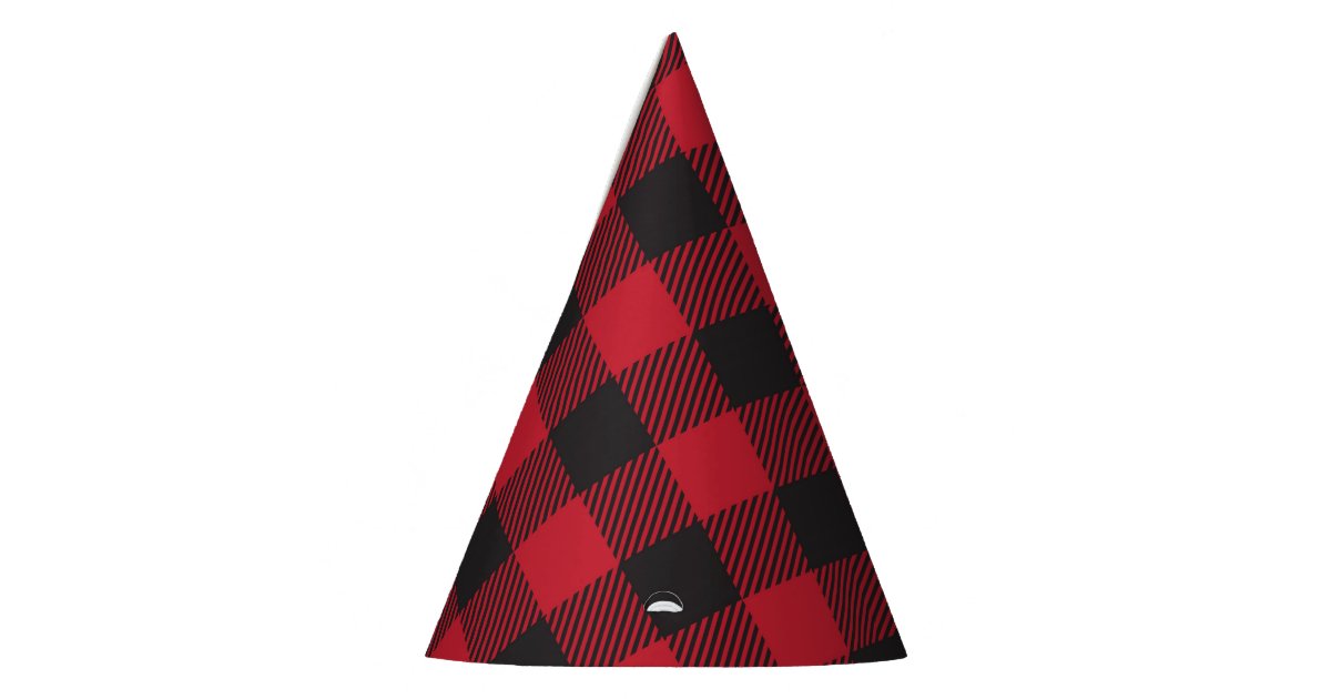 Red Buffalo Plaid Party Hats | Zazzle