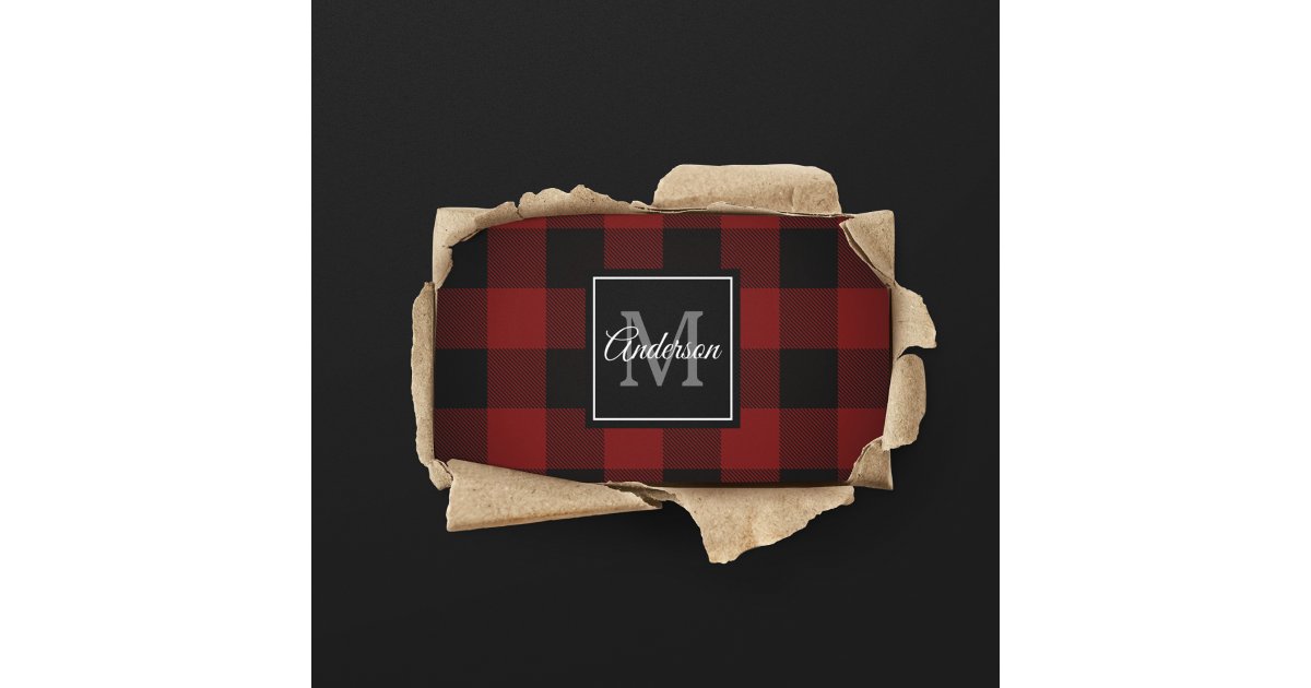 Red Buffalo Plaid | Personal Initial | Gift Business Card | Zazzle