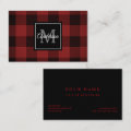Red Buffalo Plaid | Personal Initial | Gift Business Card | Zazzle