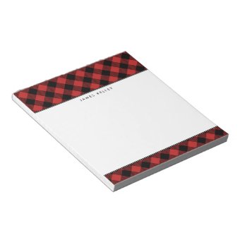 Red Buffalo Plaid Personalized Notepad | Zazzle