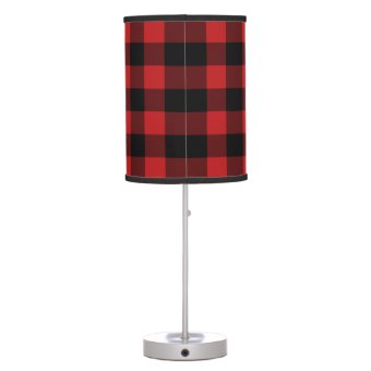 Red Buffalo Plaid Print Pattern Table Lamp | Zazzle