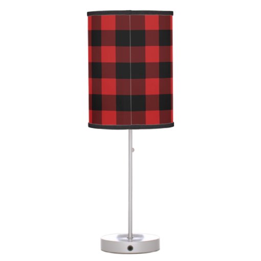 Red Buffalo Plaid Print Pattern Table Lamp | Zazzle