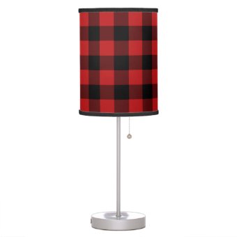Red Buffalo Plaid Print Pattern Table Lamp | Zazzle