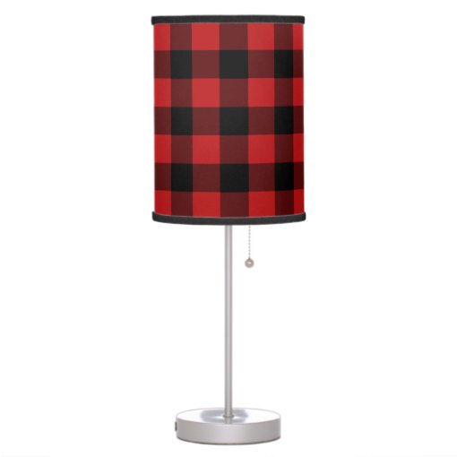 Red Buffalo Plaid Print Pattern Table Lamp | Zazzle
