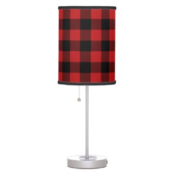 Red Buffalo Plaid Print Pattern Table Lamp | Zazzle