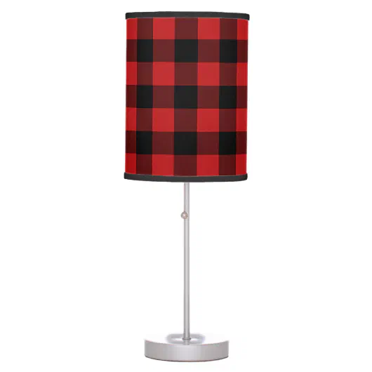 Red Buffalo Plaid Print Pattern Table Lamp | Zazzle