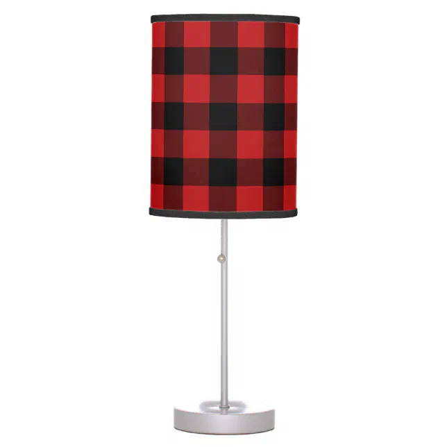 Red Buffalo Plaid Print Pattern Table Lamp | Zazzle