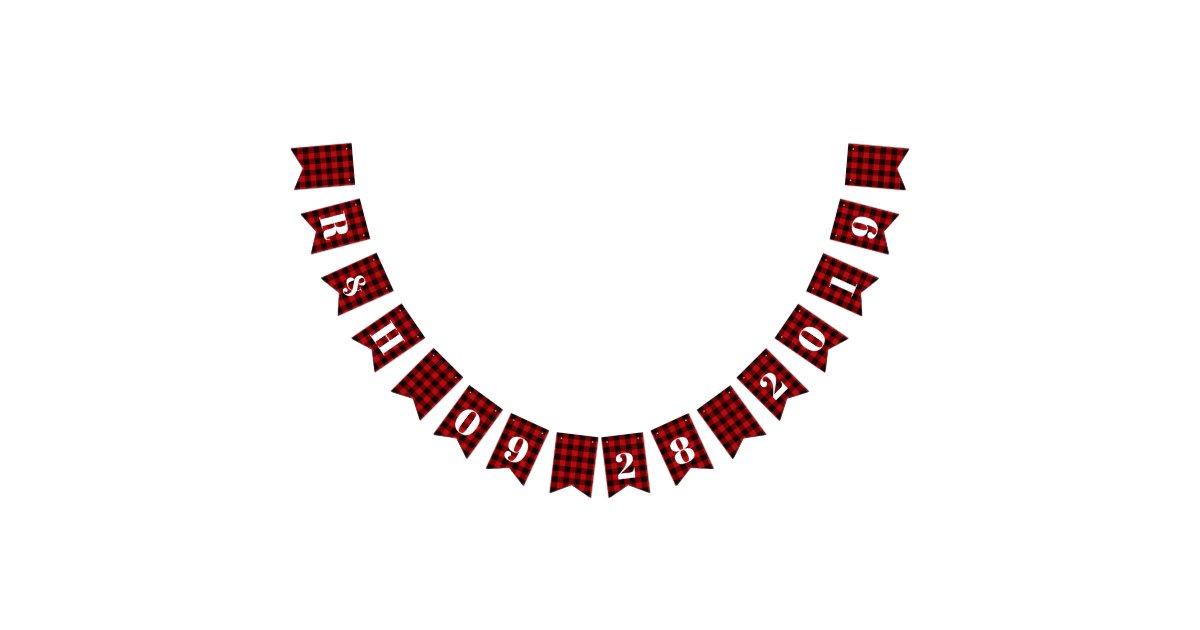 red buffalo plaid rustic winter wedding welcome bunting flags | Zazzle