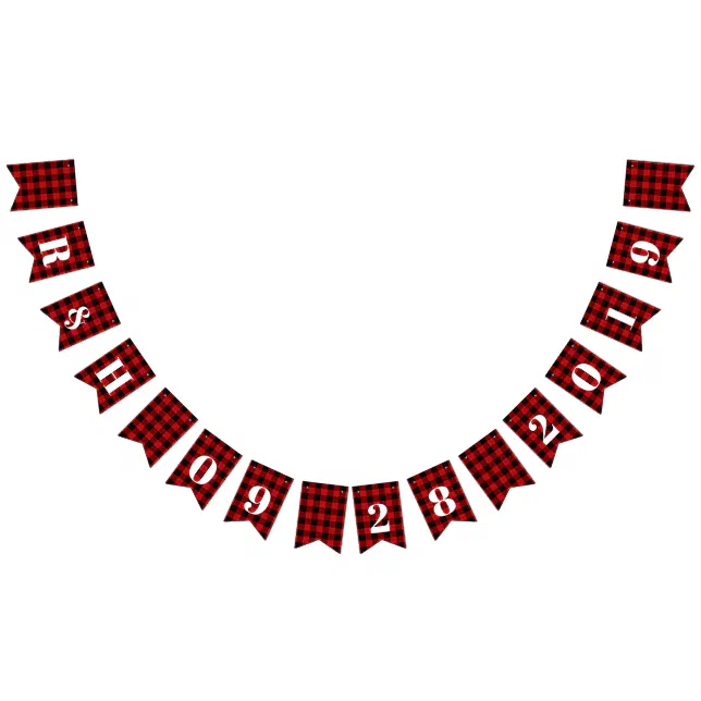 red buffalo plaid rustic winter wedding welcome bunting flags | Zazzle