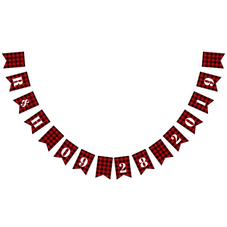 red buffalo plaid rustic winter wedding welcome bunting flags | Zazzle