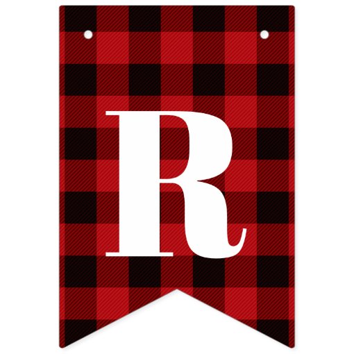 red buffalo plaid rustic winter wedding welcome bunting flags | Zazzle