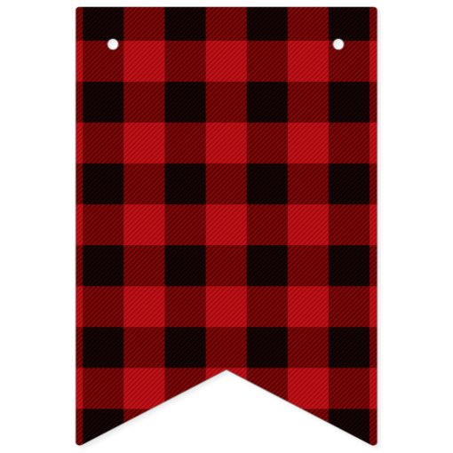 red buffalo plaid rustic winter wedding welcome bunting flags | Zazzle