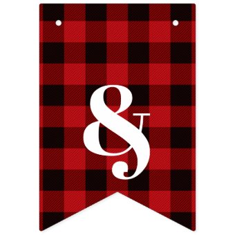 red buffalo plaid rustic winter wedding welcome bunting flags | Zazzle