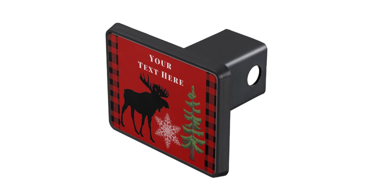 Red Buffalo Plaid With Moose Trailer Hitch Cover | Zazzle
