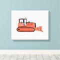 Red Bulldozer Construction Vehicle Canvas Print | Zazzle