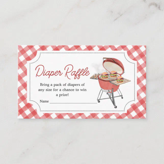 Red Burger BBQ Baby Shower Diaper Raffle Enclosure Card | Zazzle