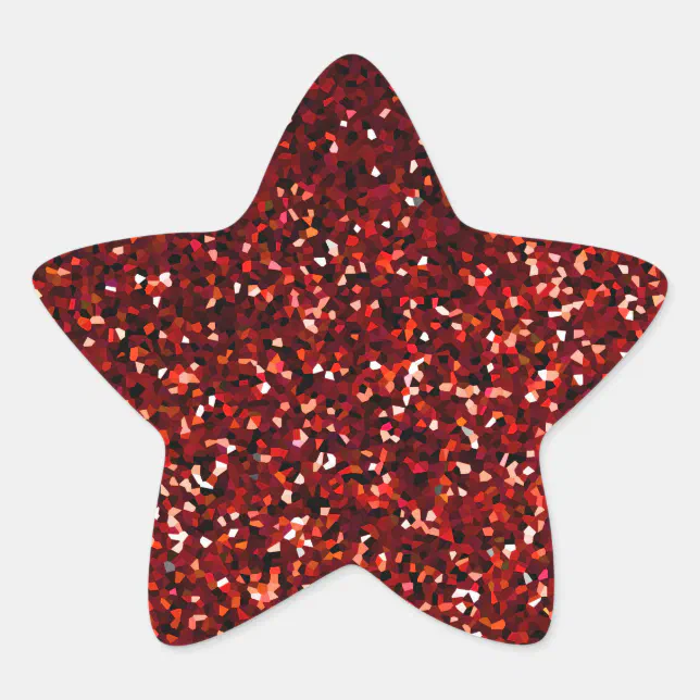 Red Burgundy Glitter Sparkle Pattern Celebrations Star Sticker | Zazzle