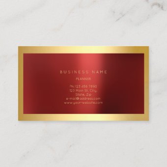 Red Burgundy Gold Frame Metallic Minimal Business Card | Zazzle
