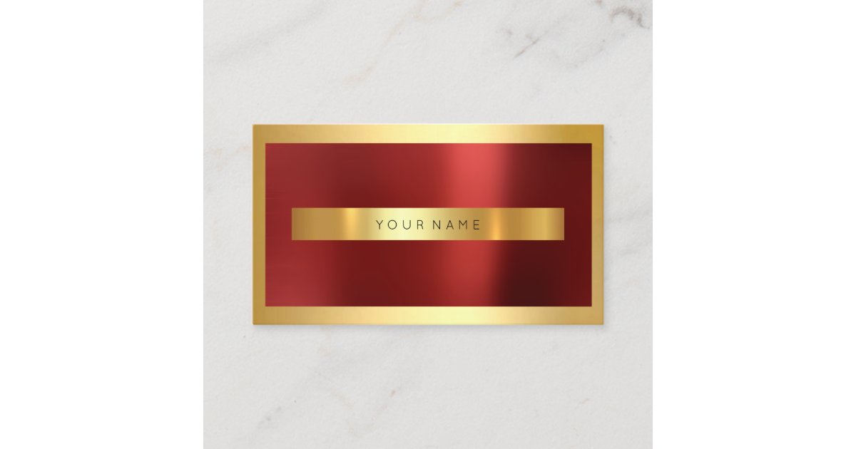 Red Burgundy Gold Frame Metallic Minimal Business Card | Zazzle
