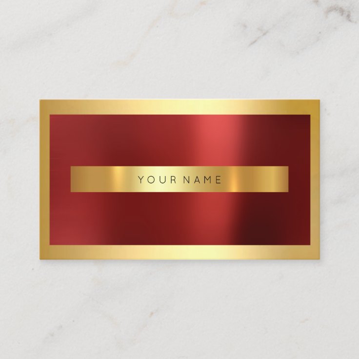Red Burgundy Gold Frame Metallic Minimal Business Card | Zazzle