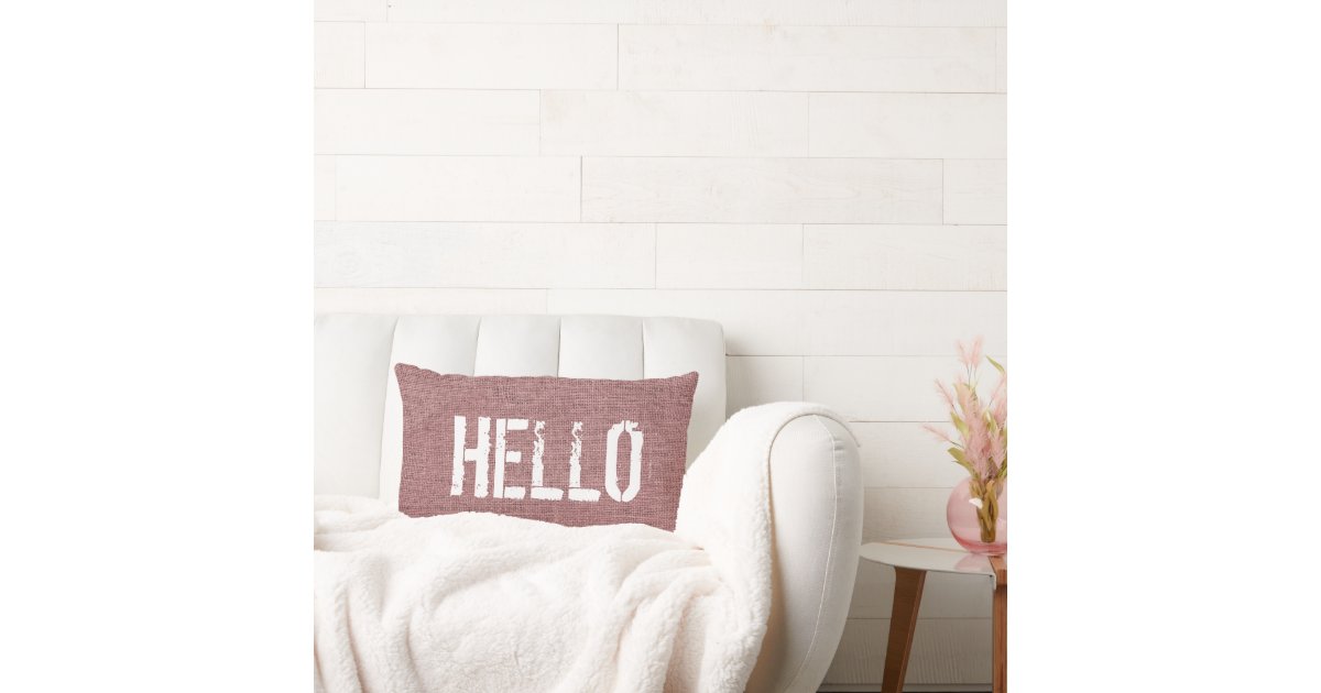 Red Burlap - DIY Text Lumbar Pillow | Zazzle