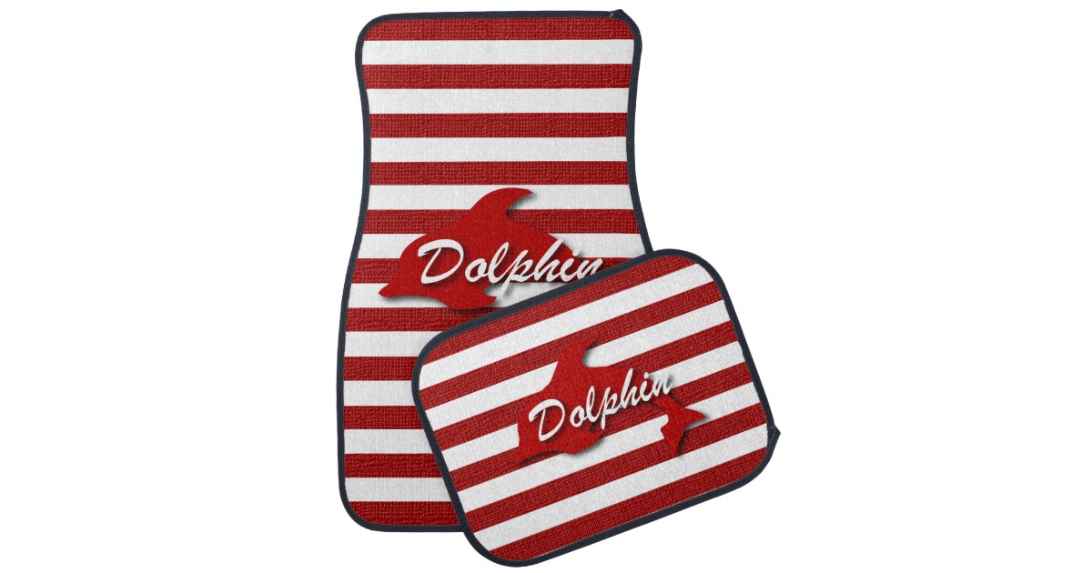 Red Burlap Texture with a Dolphin Car Floor Mat | Zazzle