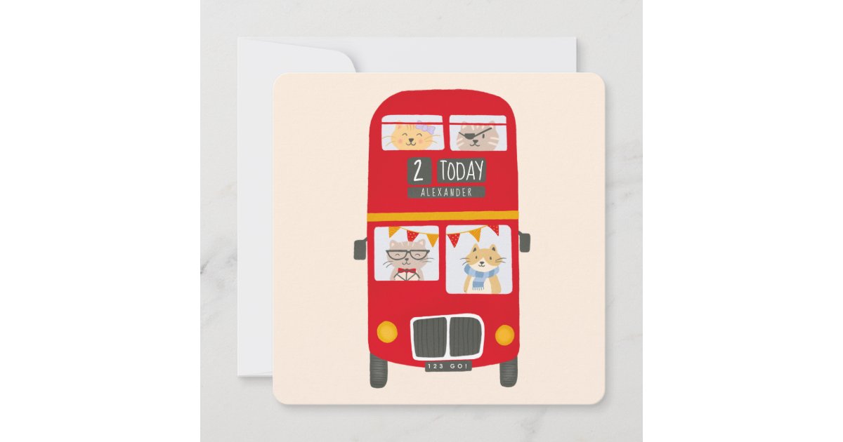 Red Bus Birthday Card | Zazzle