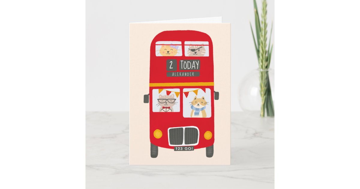 Red Bus Birthday Card | Zazzle