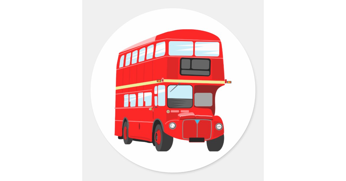 Red Bus Classic Round Sticker | Zazzle