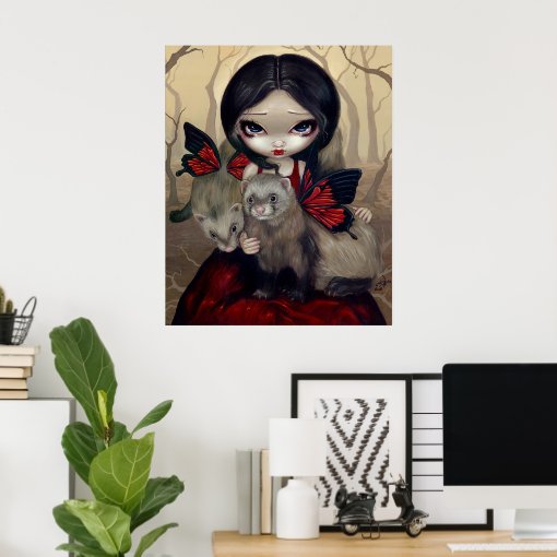 Red Butterfly Ferrets gothic fairy Art Print | Zazzle