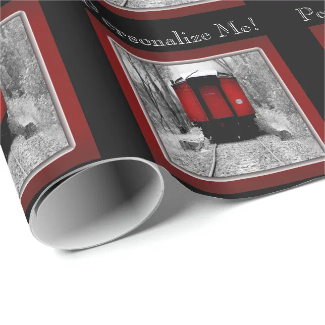 Red Caboose Victorian Steam Train Wrapping Paper | Zazzle