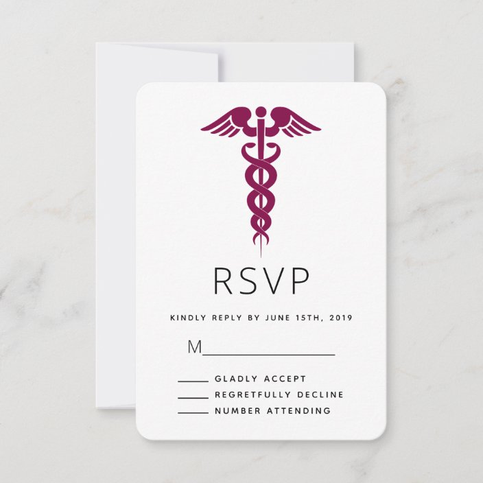 Red Caduceus Medical Symbol Graduation RSVP Card | Zazzle.com