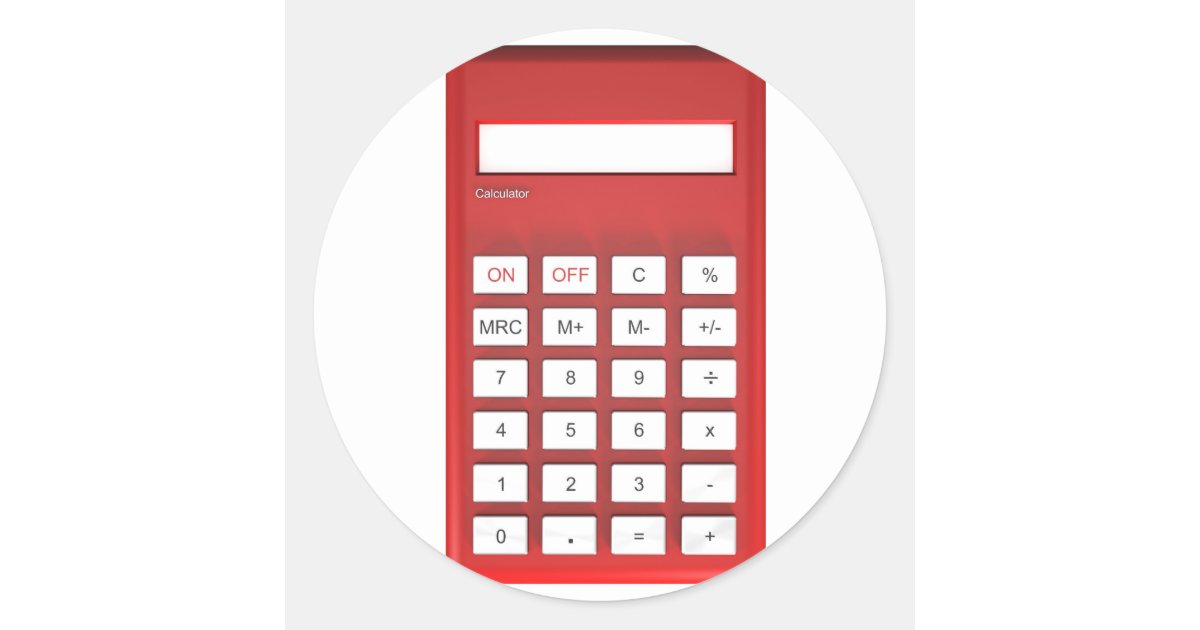 Red calculator calculator classic round sticker | Zazzle